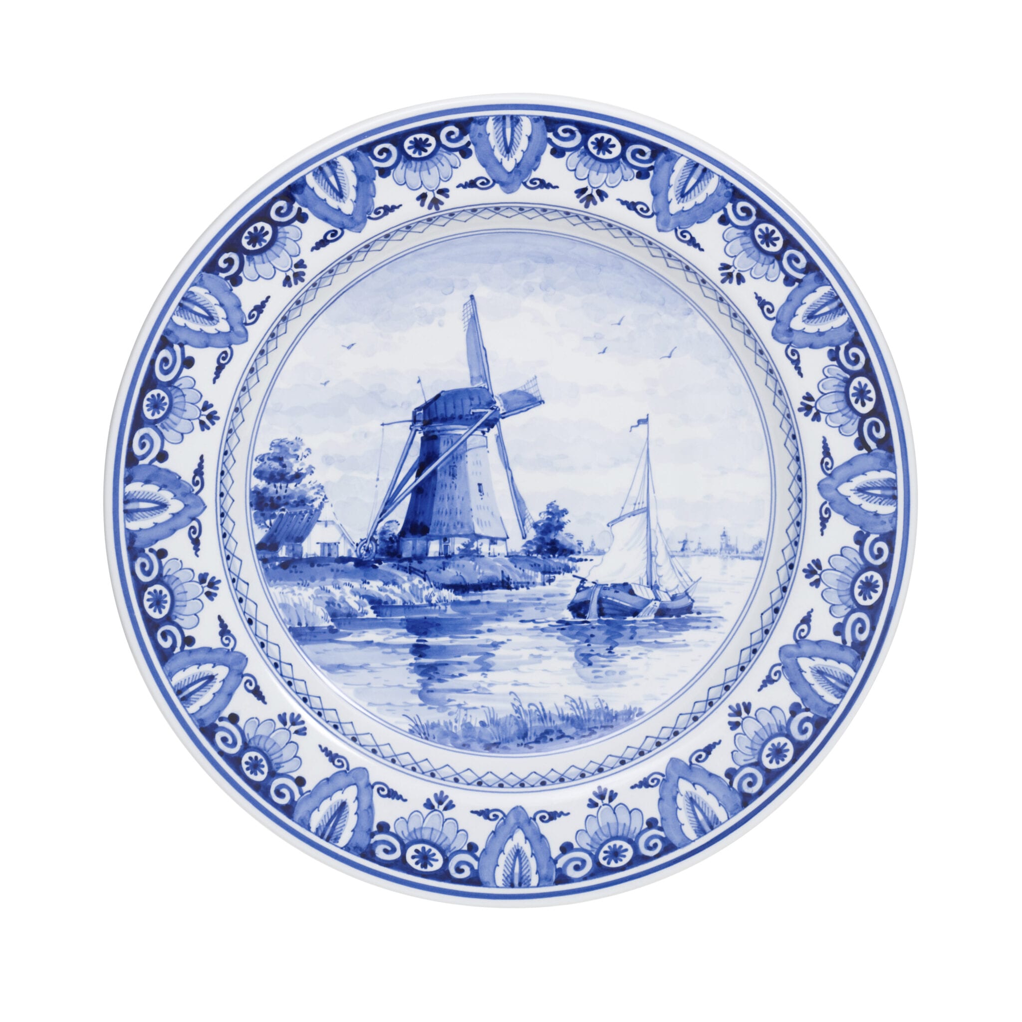 Plate windmill and ship - Royal Delft