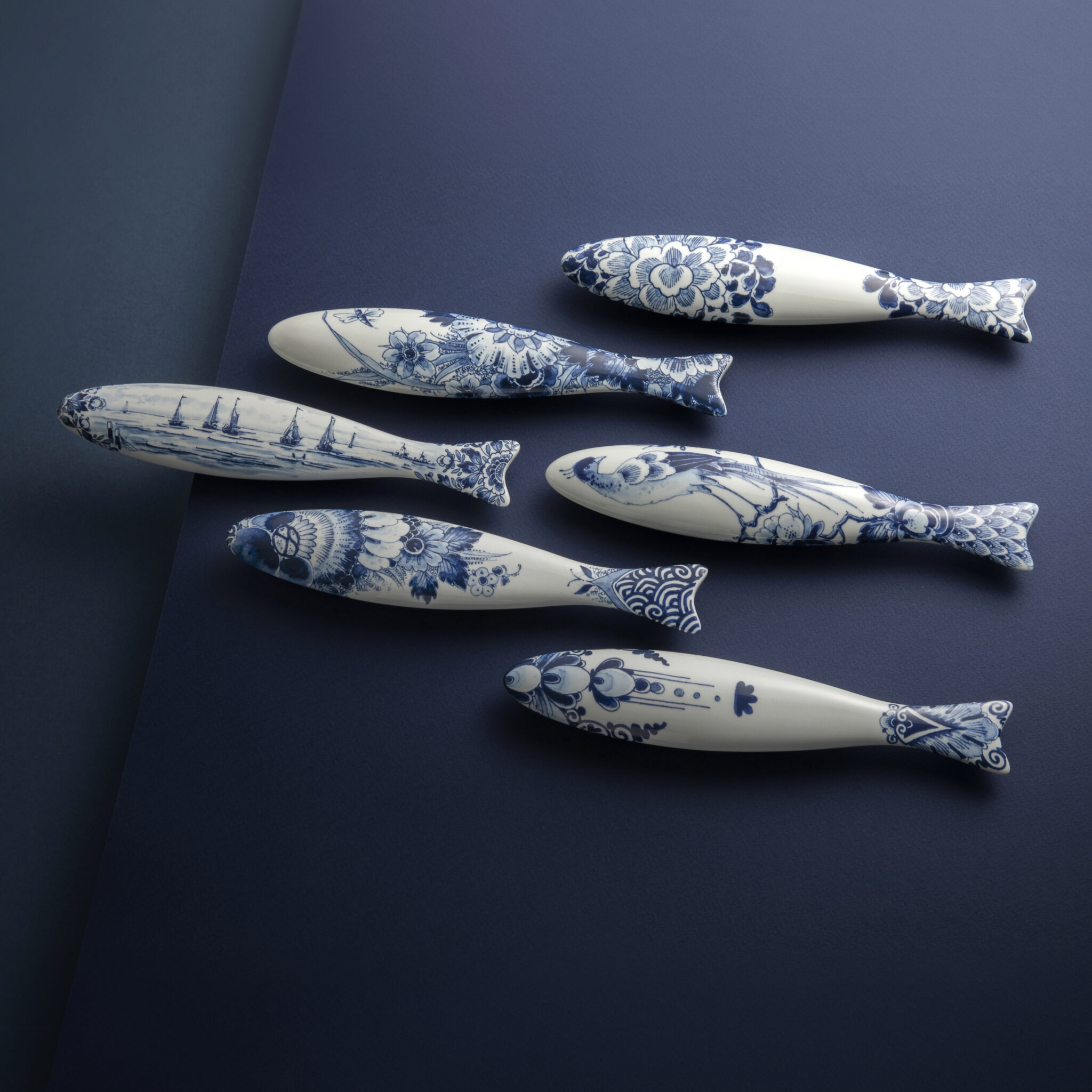 Blue Herring set - 6 herrings | Delft Blue | Royal Delft